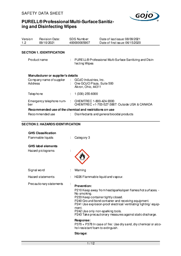 Purell Professional Multi-Surface Sanitizing and Disinfecting Wipes ...