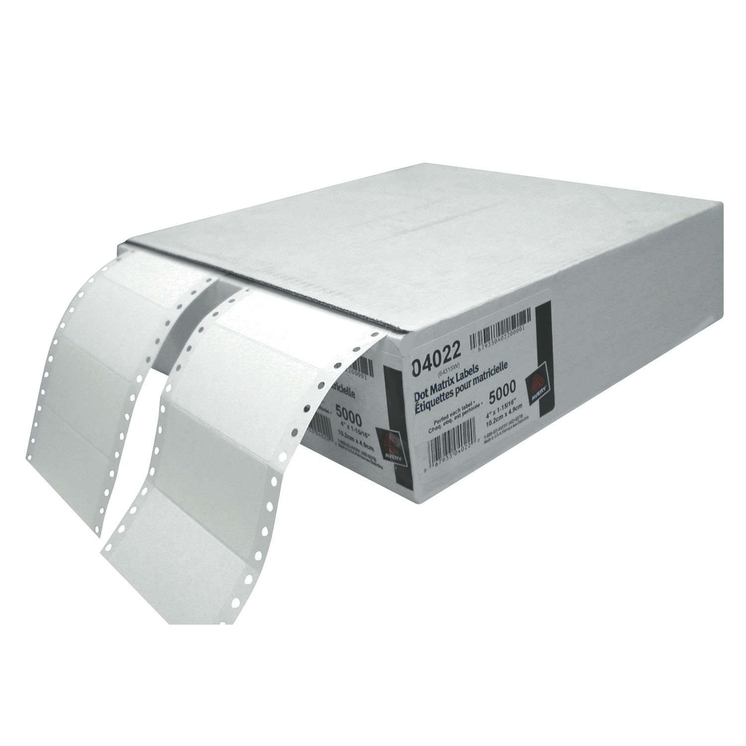 Avery 4022 Continuous Form Computer Address/Mailing Labels, White, 4" x ...