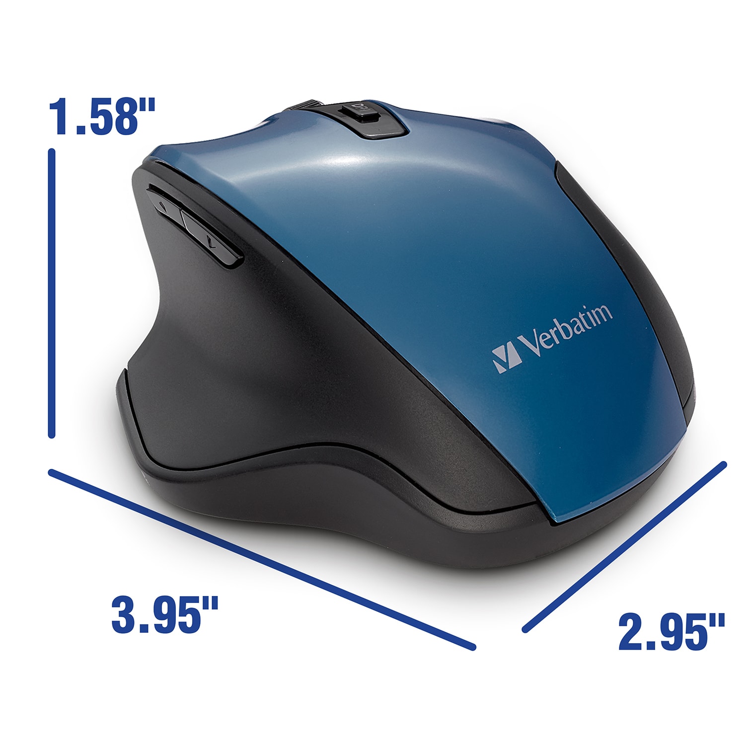 Verbatim Silent Ergonomic Wireless LED Mouse, Dark Teal | Grand & Toy