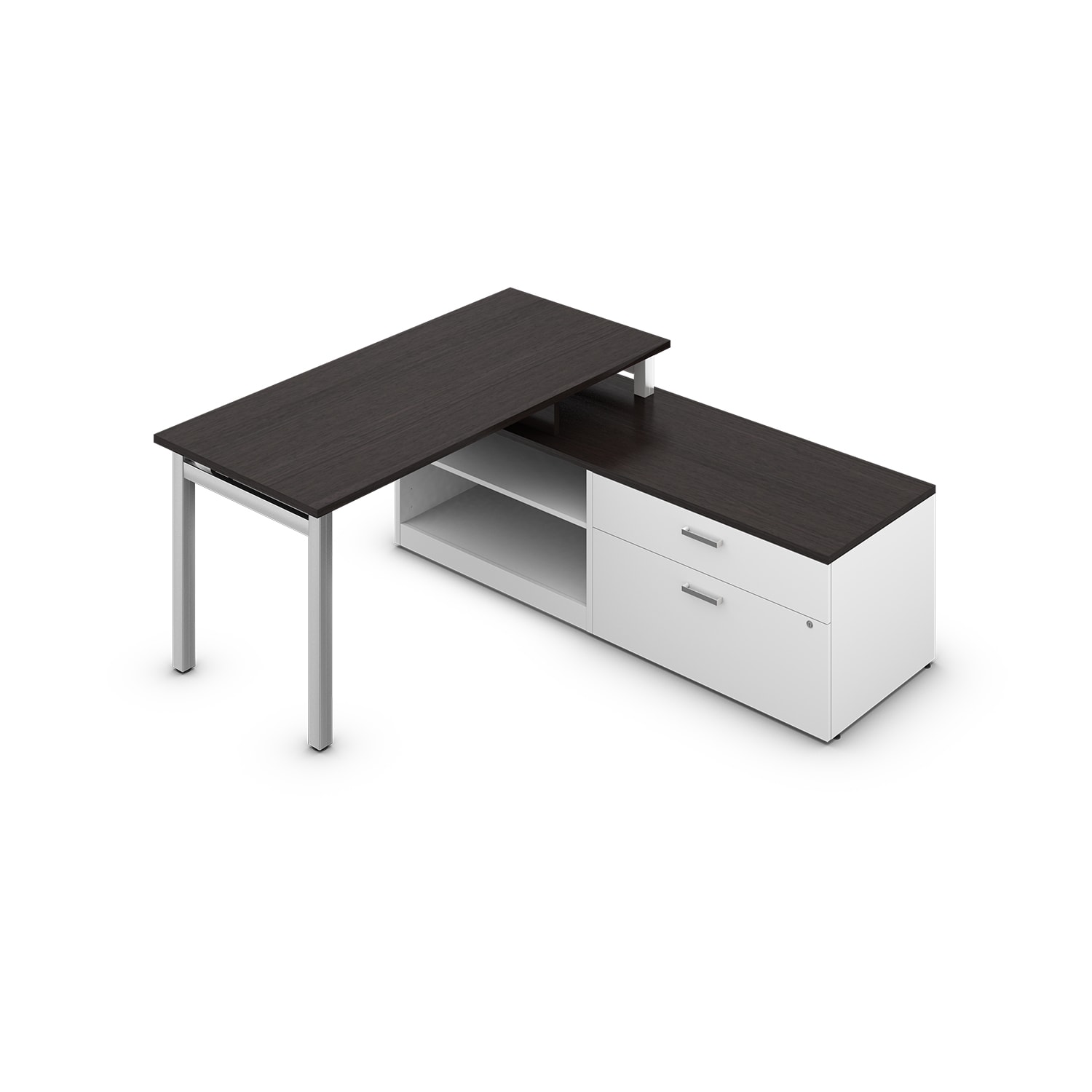 Offices to Go Ionic L-Shaped Suite With Overlap Desk With Legs, 72"W x ...