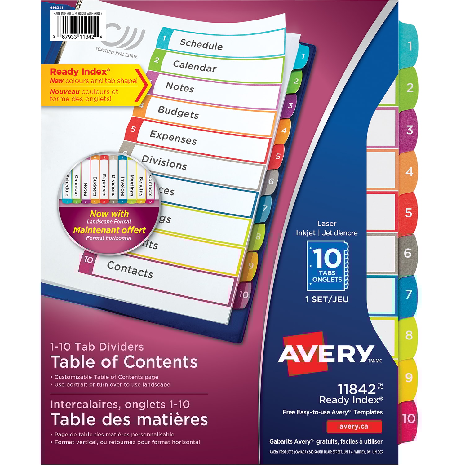 Avery Ready Index Customizable Table Of Contents Dividers White With Multi Coloured Tabs 