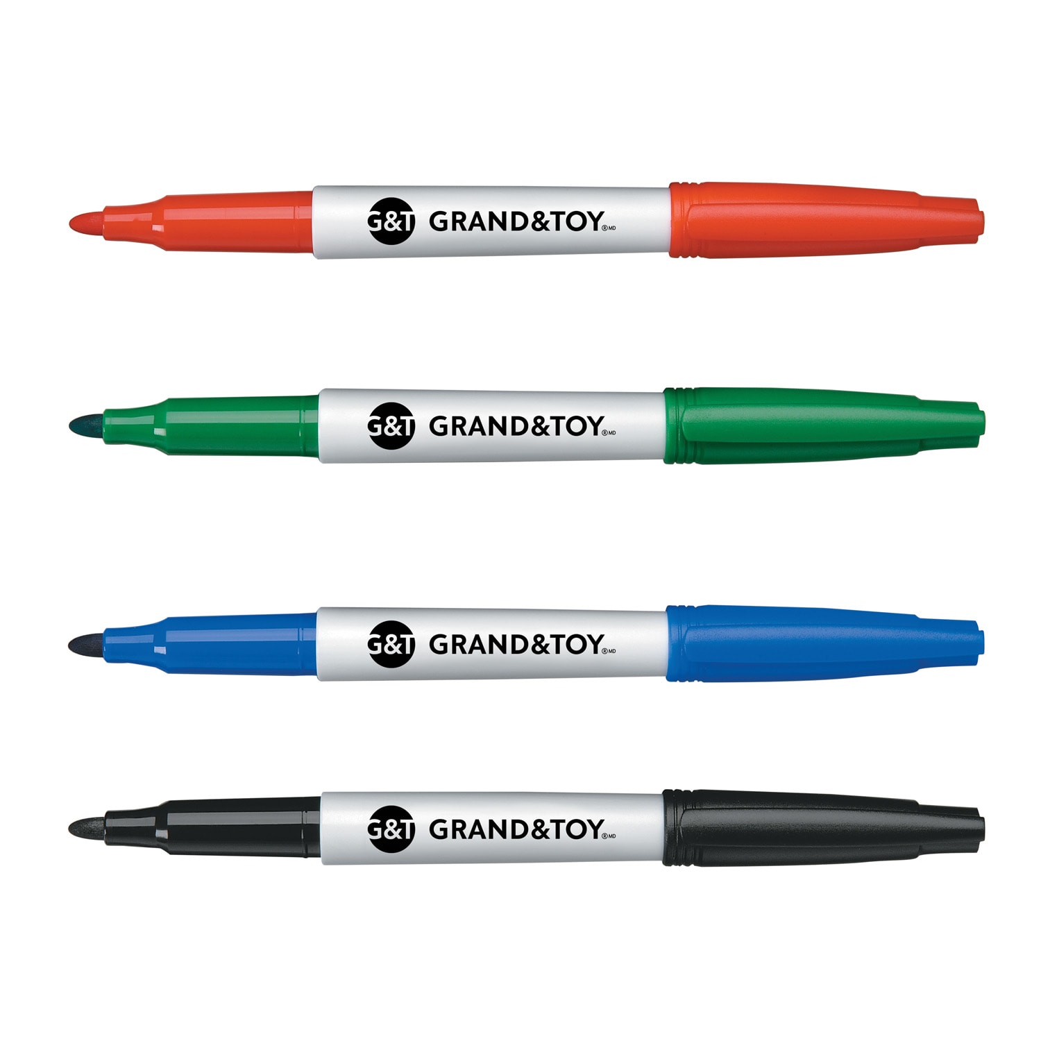 Grand & Toy Low-Odour Dry-Erase Markers, Assorted Colours, Fine, 4/PK ...