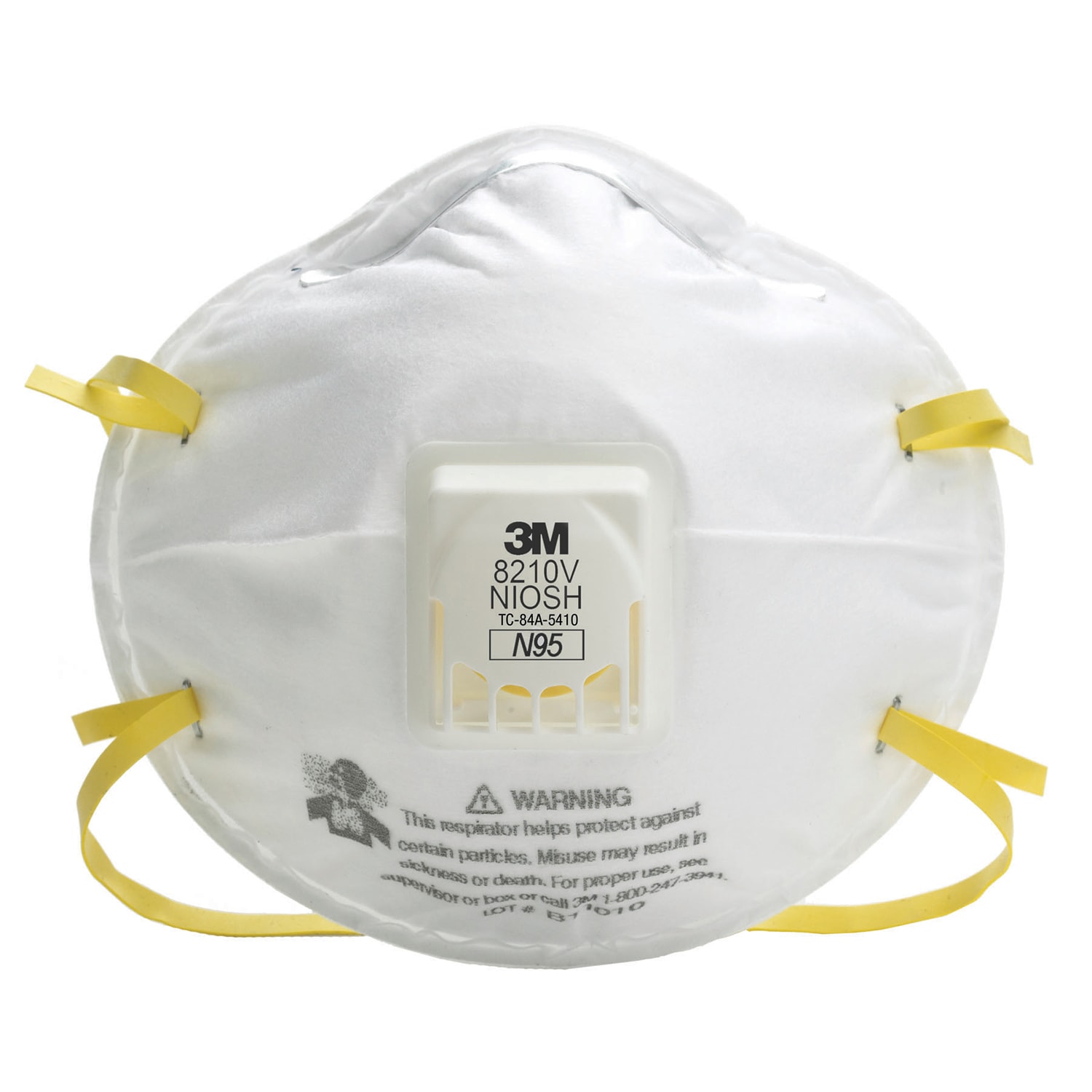3M 8210V N95 Disposable Particulate Respirator Valved White 10 BX