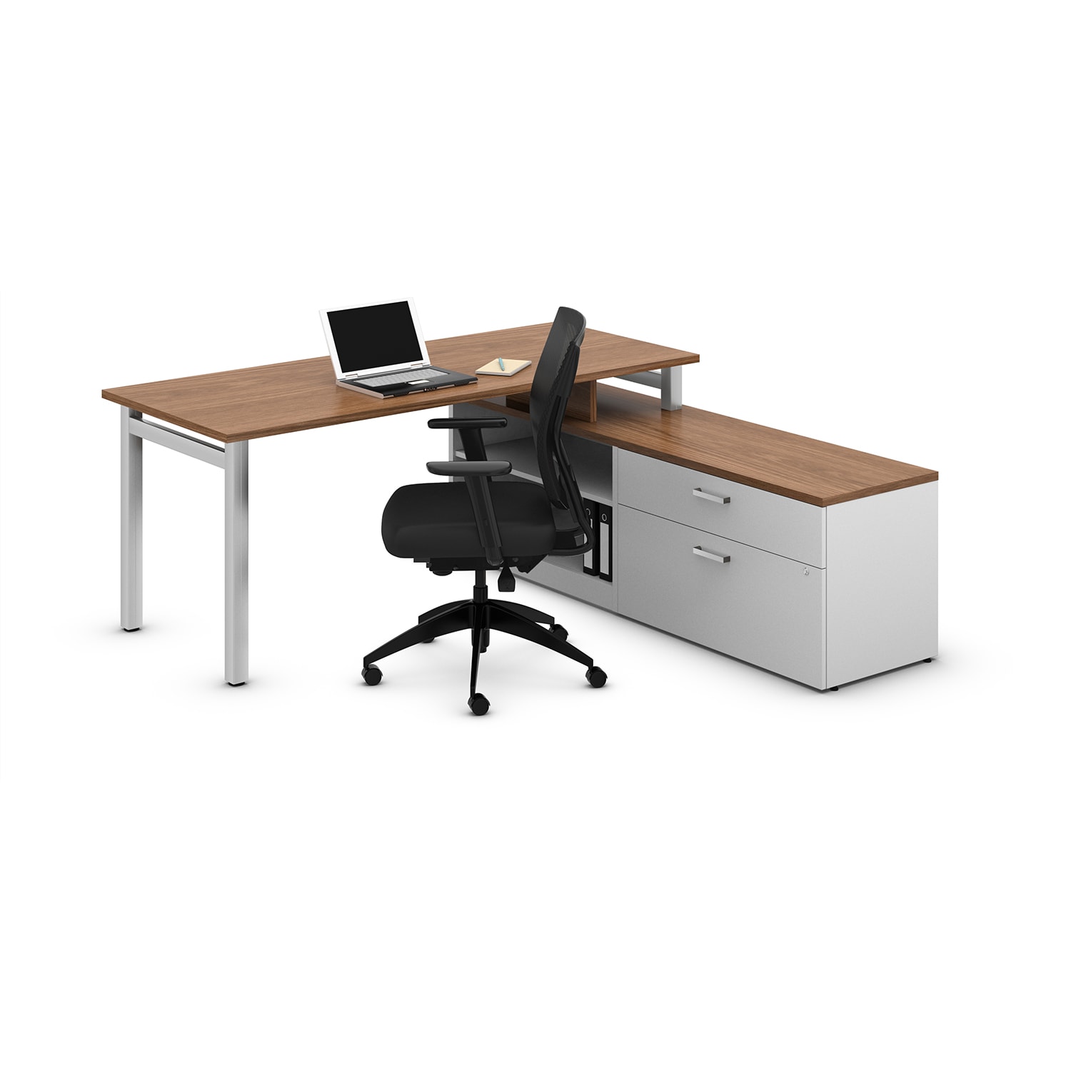 Offices to Go Ionic L-Shaped Suite With Overlap Desk, 72"W x 72"D x 29 ...