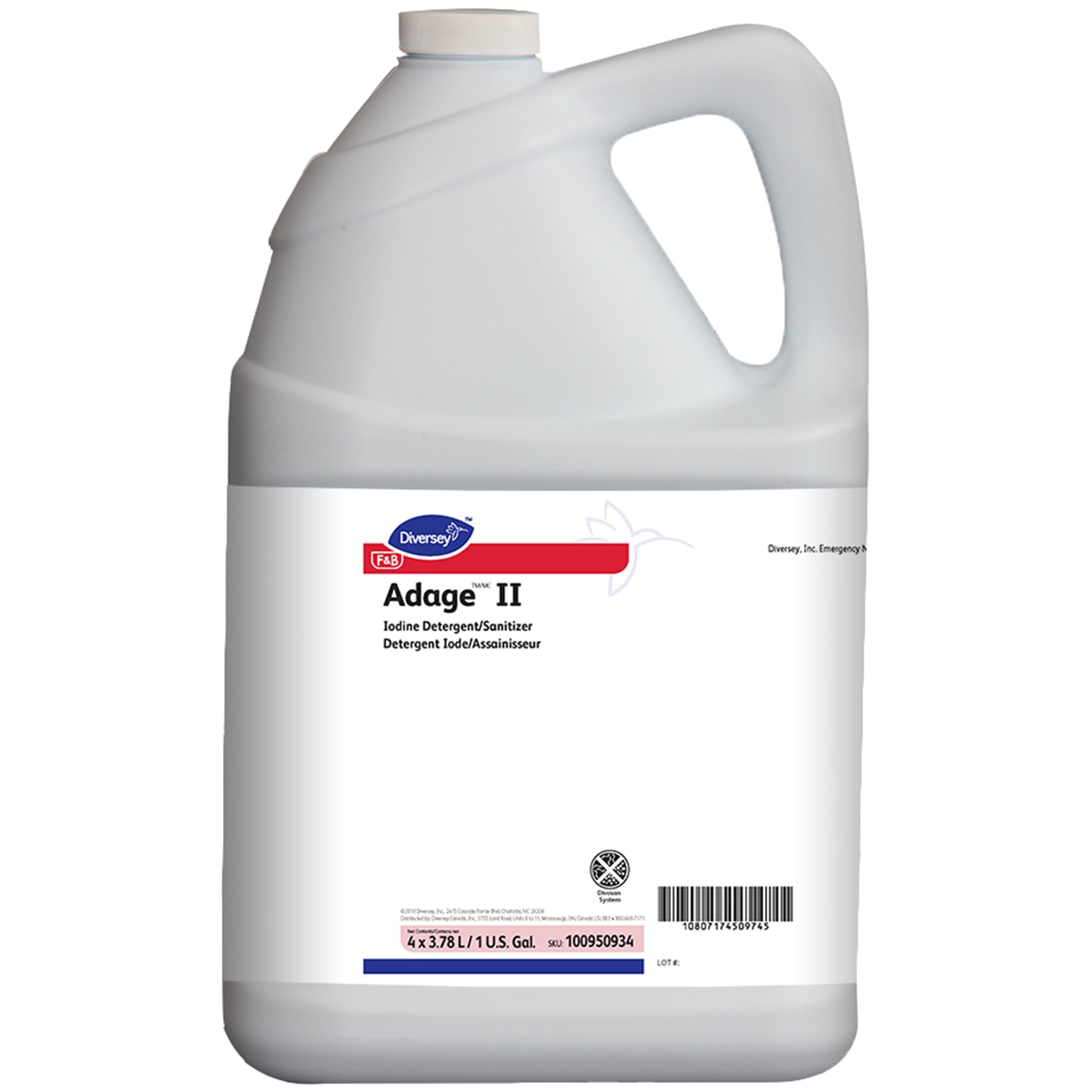 Diversey Adage II Iodine Detergent/Sanitizer, 3.78 L, 4/CT | Grand & Toy
