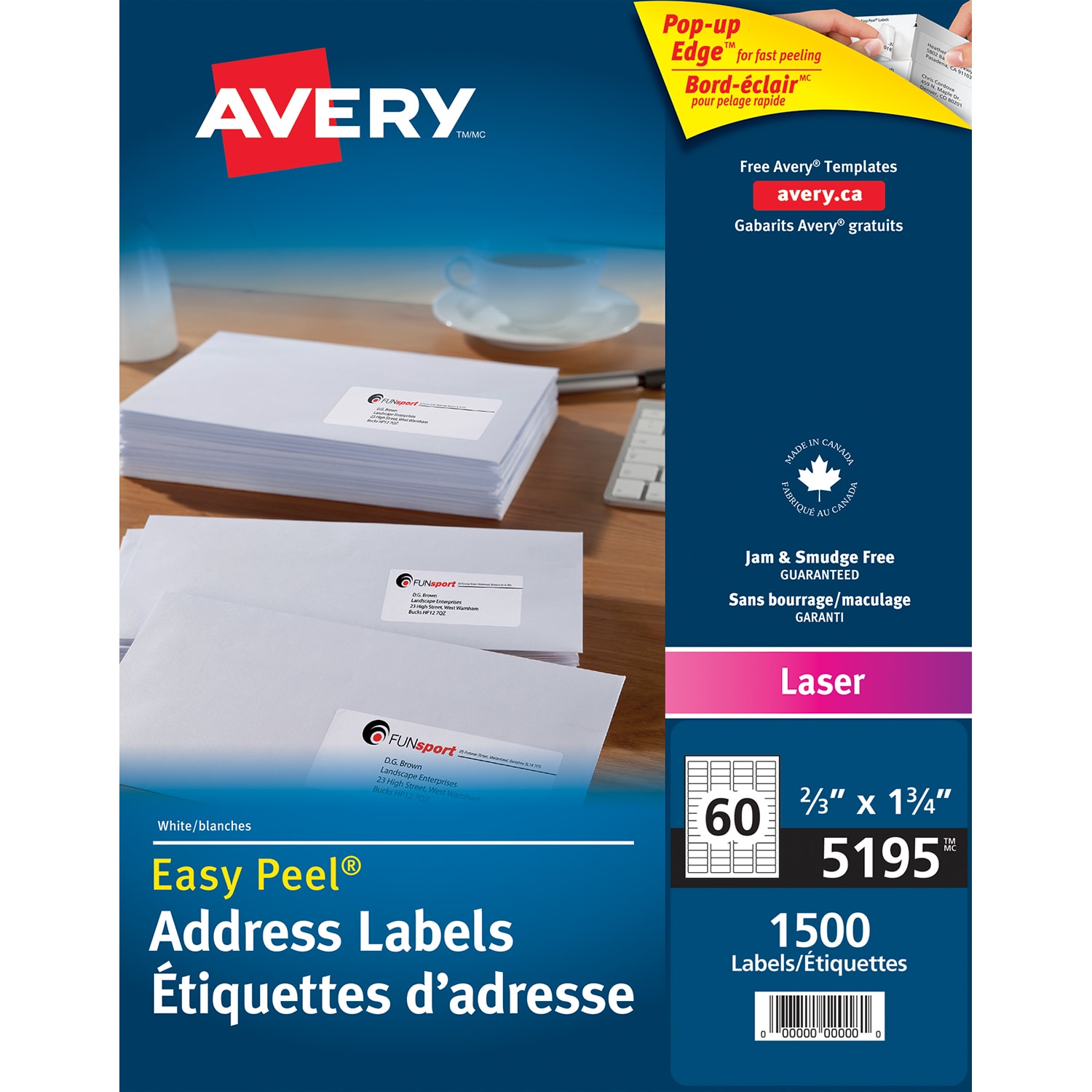 Avery 5195 Easy Peel Address Labels White 2 3 X 1 3 4 60 Labels 