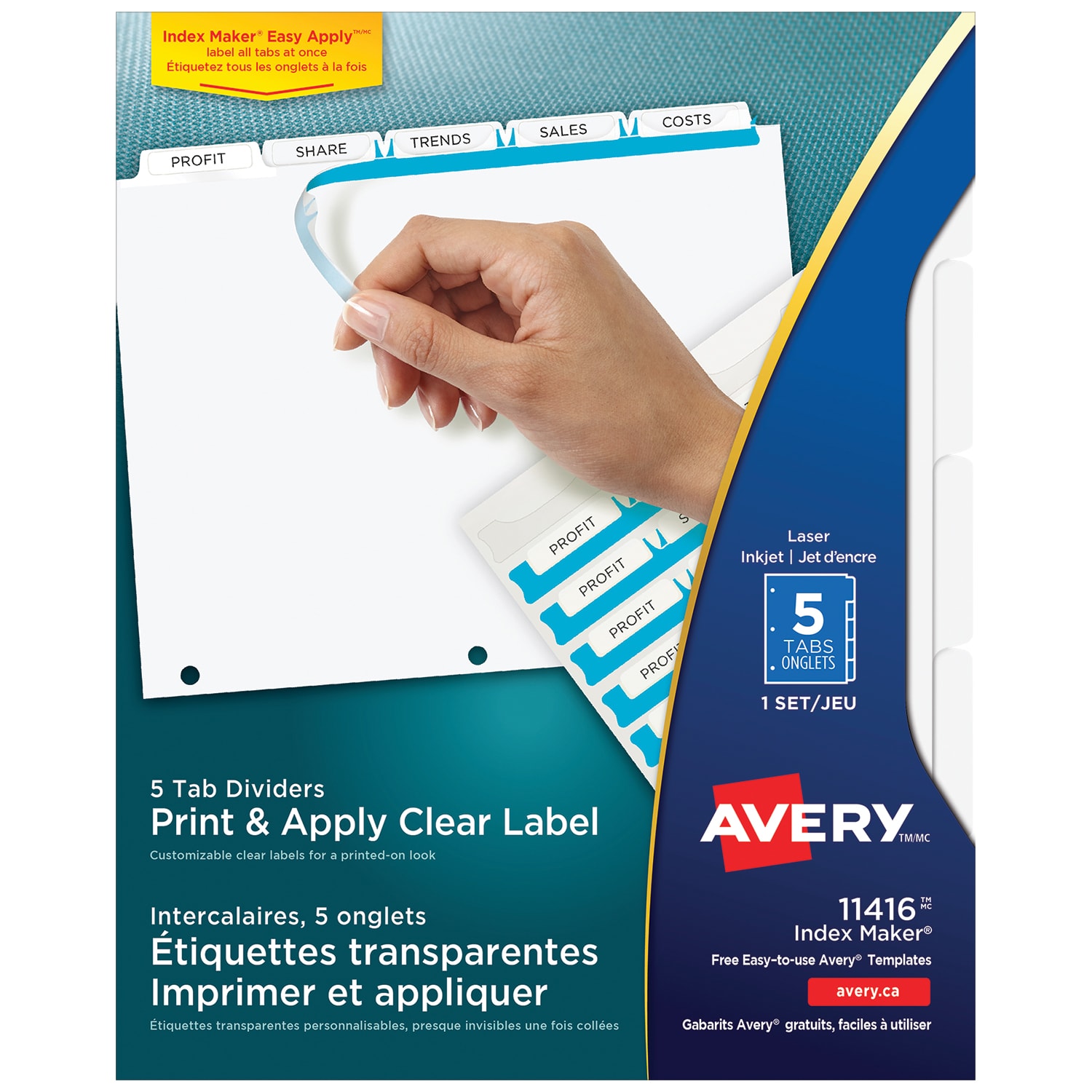 Avery 11416 Print Apply Label Dividers With Easy Apply Labels Clear 