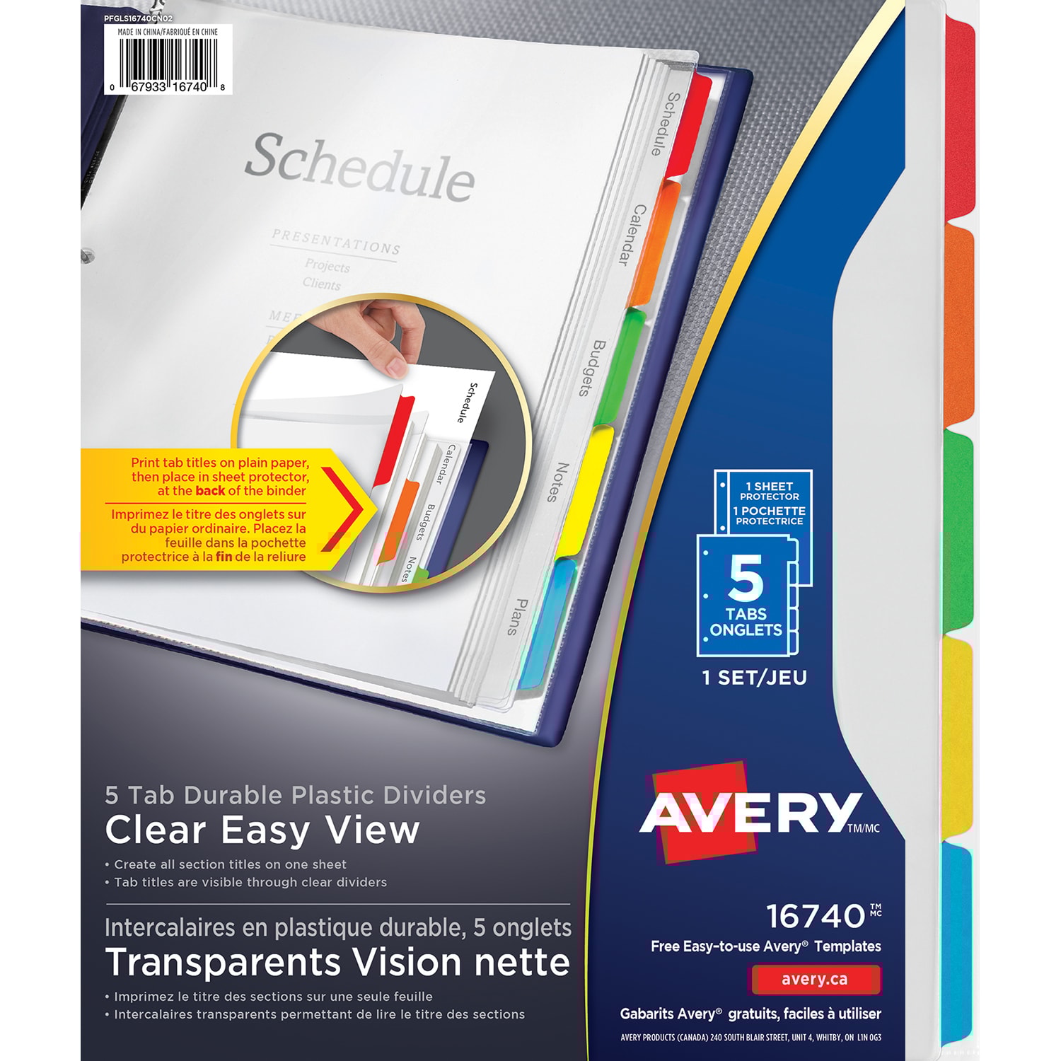 Intercalaires transparents en plastique durable Vision nette Avery ...