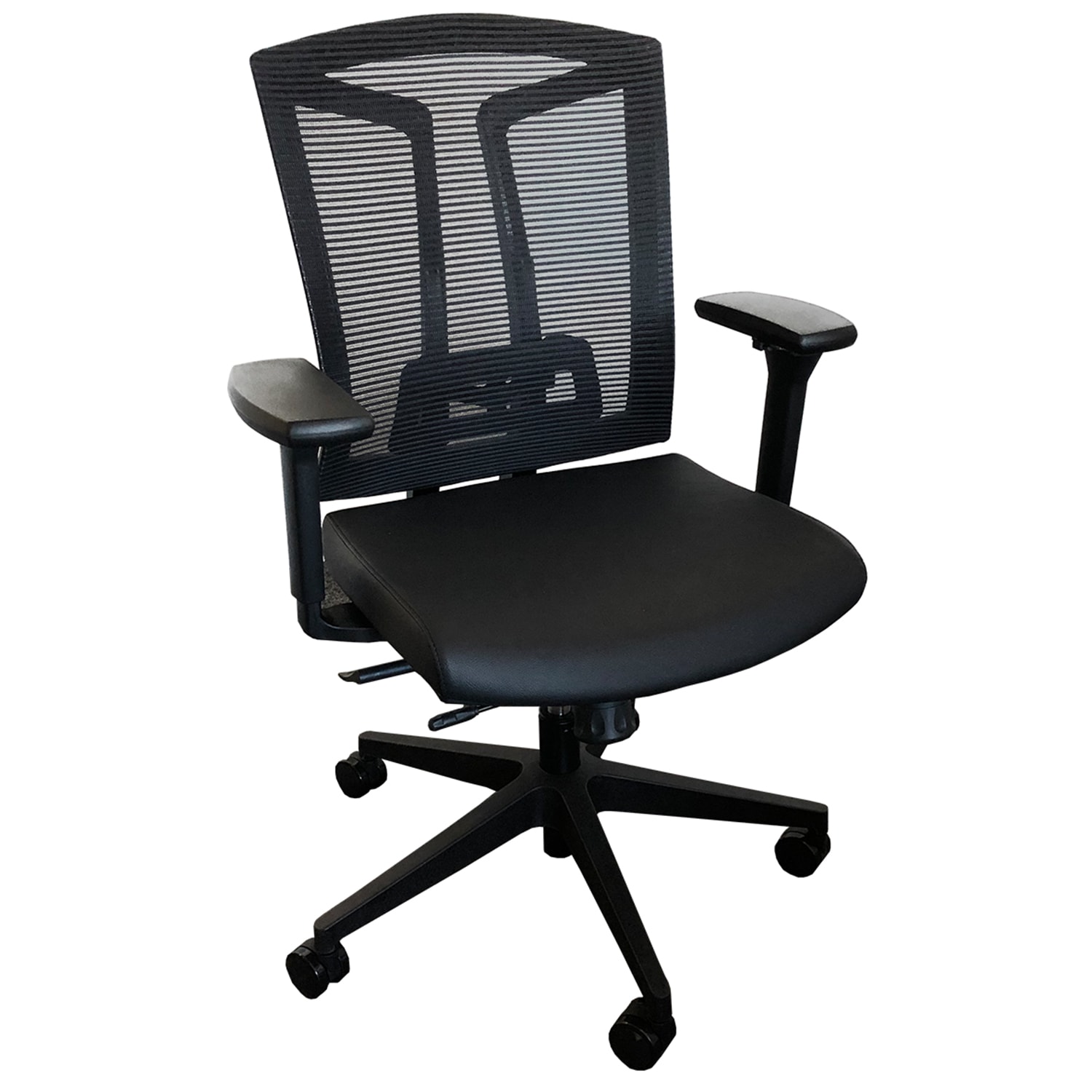 HDL Echo Mid-Back Task Chair, Black Polyurethane Seat with Mesh Back ...