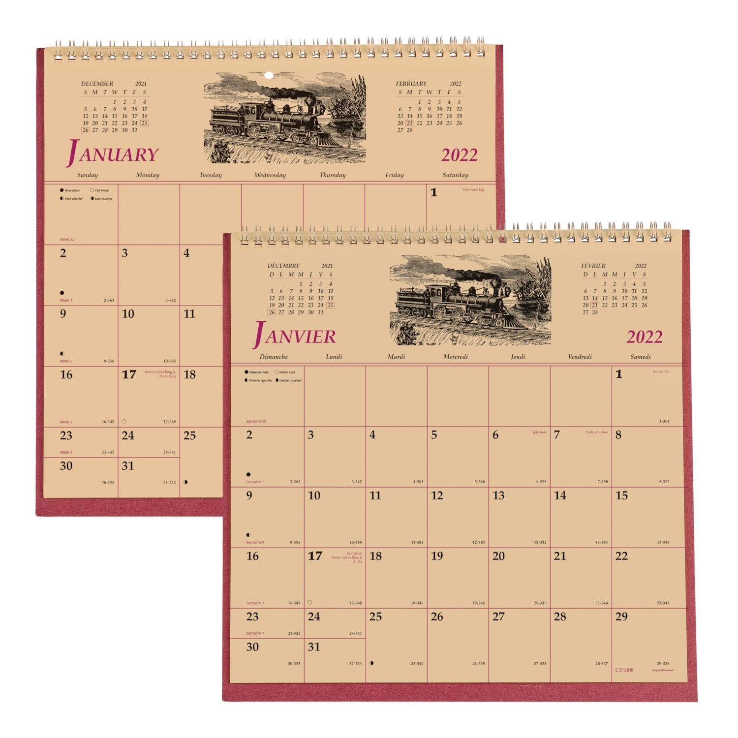 Brownline 12 Month 2 Sided Monthly Wall Calendar 11 X 11 January