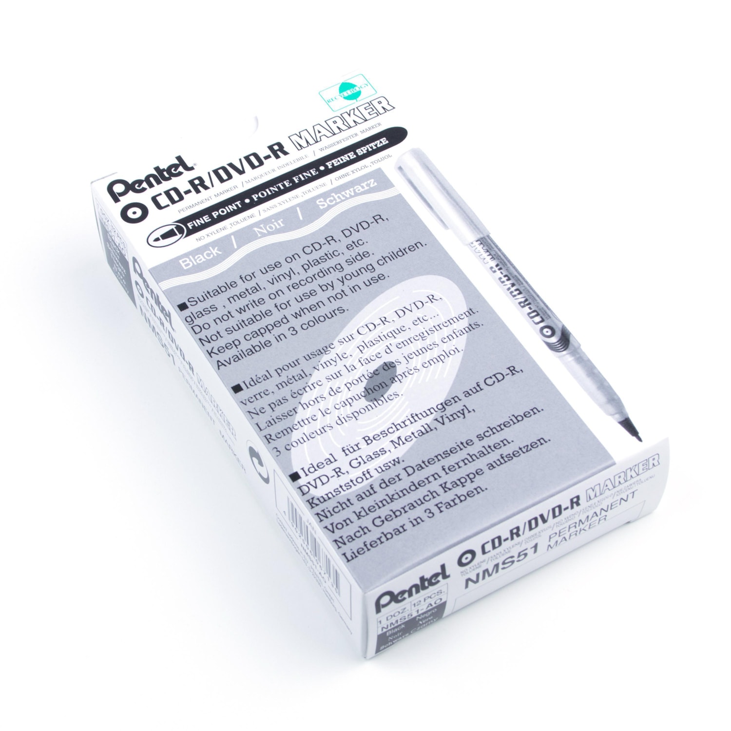 Pentel CD-R/DVD-R Permanent Marker, Black Ink, Bullet 2.0 mm | Grand & Toy