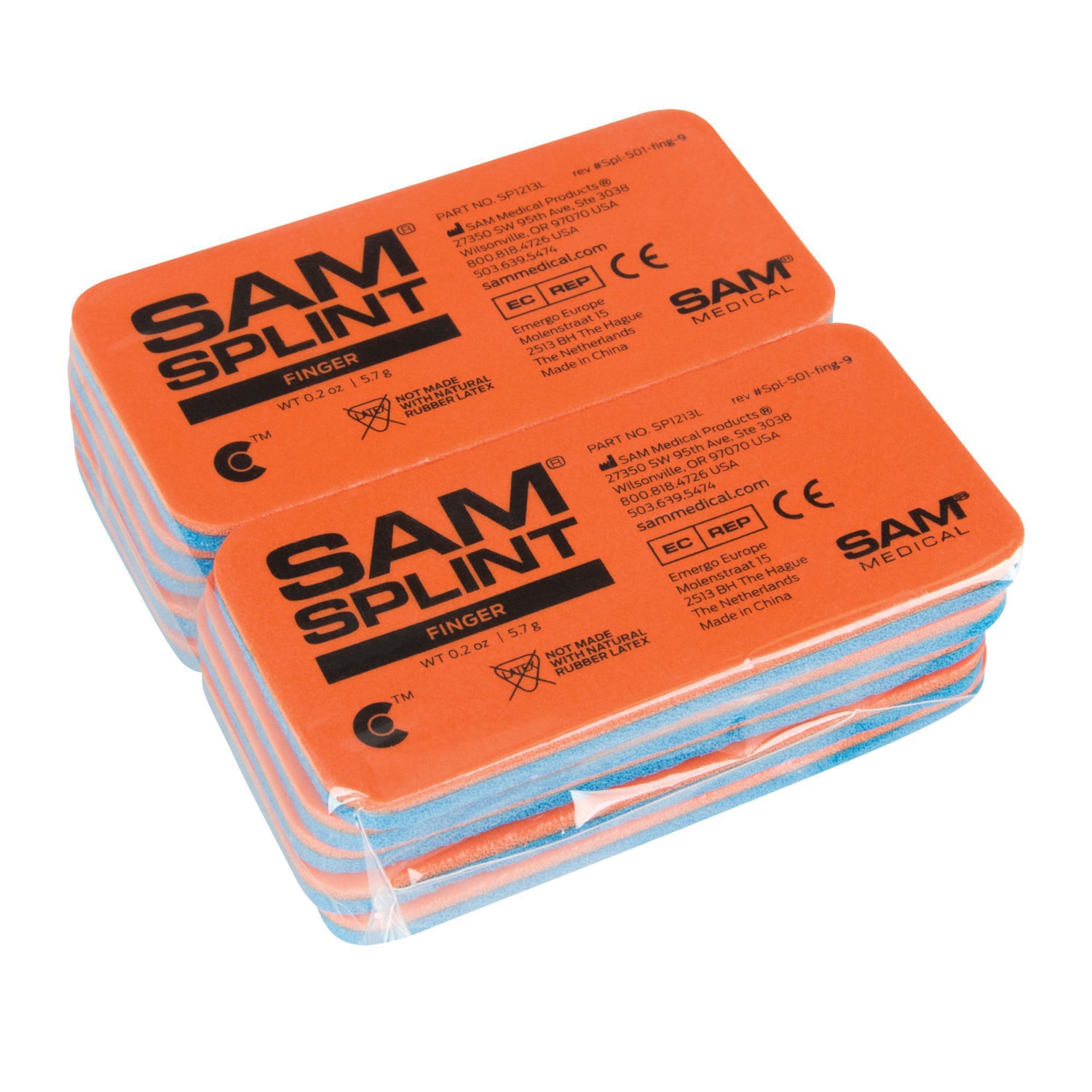 Sam Medical Foam Padded Aluminum Finger Splints, Orange/Blue, Box of 10 ...
