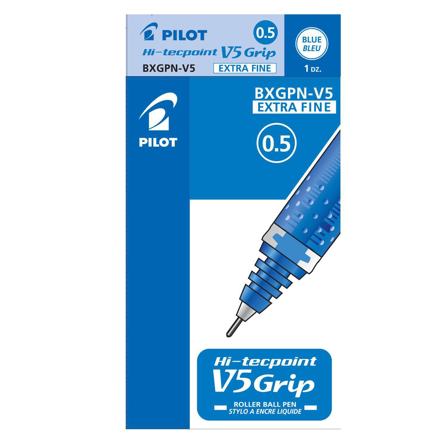 Pilot Hi-Tecpoint V5 Grip Rollerball Pen, Blue, Extra Fine 0.5 mm ...