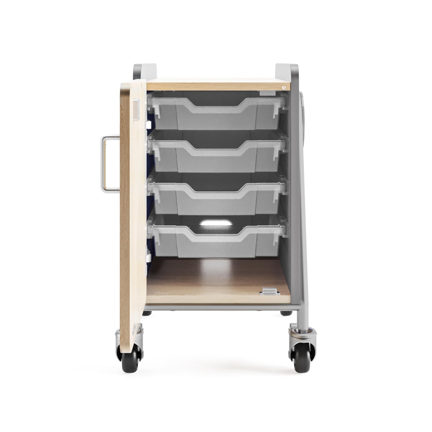 Safco Whiffle 27-1/4"H Rolling Storage Cart Cubby with Totes and Door ...