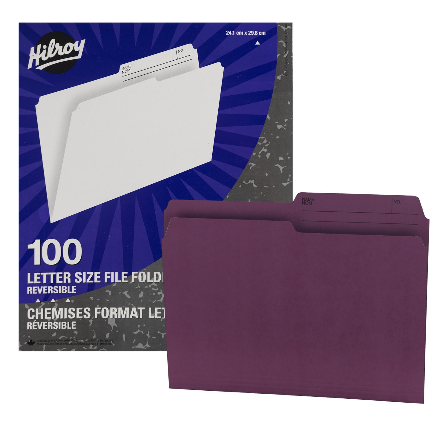 Hilroy Letter-Size File Folders, Burgundy, Box of 100 | Grand & Toy
