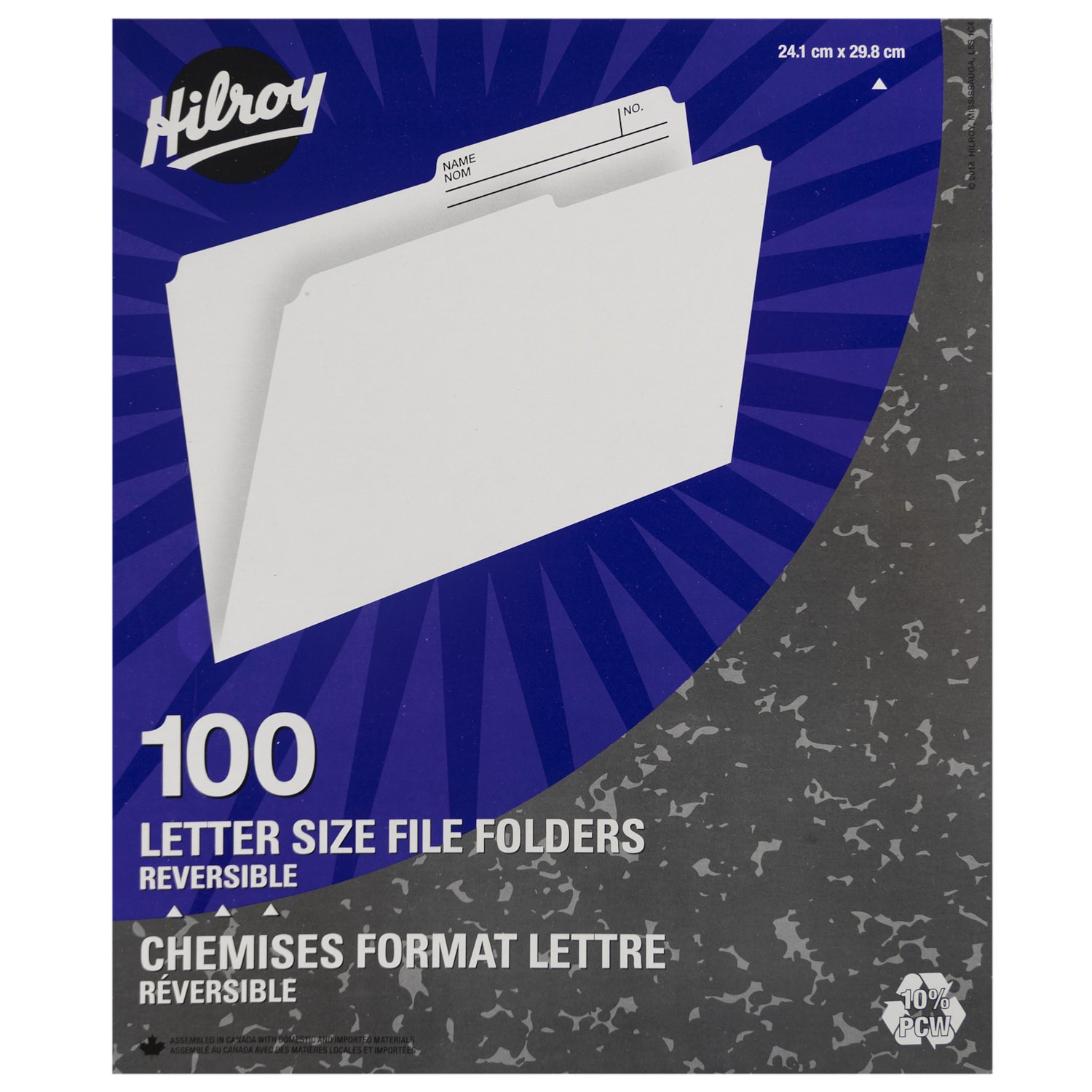 Hilroy Letter-Size File Folders, Burgundy, Box of 100 | Grand & Toy