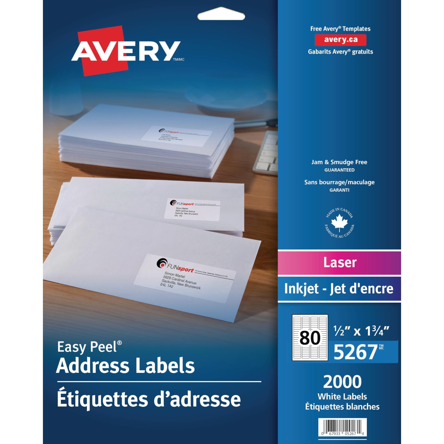 Avery 5267 Easy Peel Address Labels, White, 1/2" x 1-3/4", Sheet of 80 ...