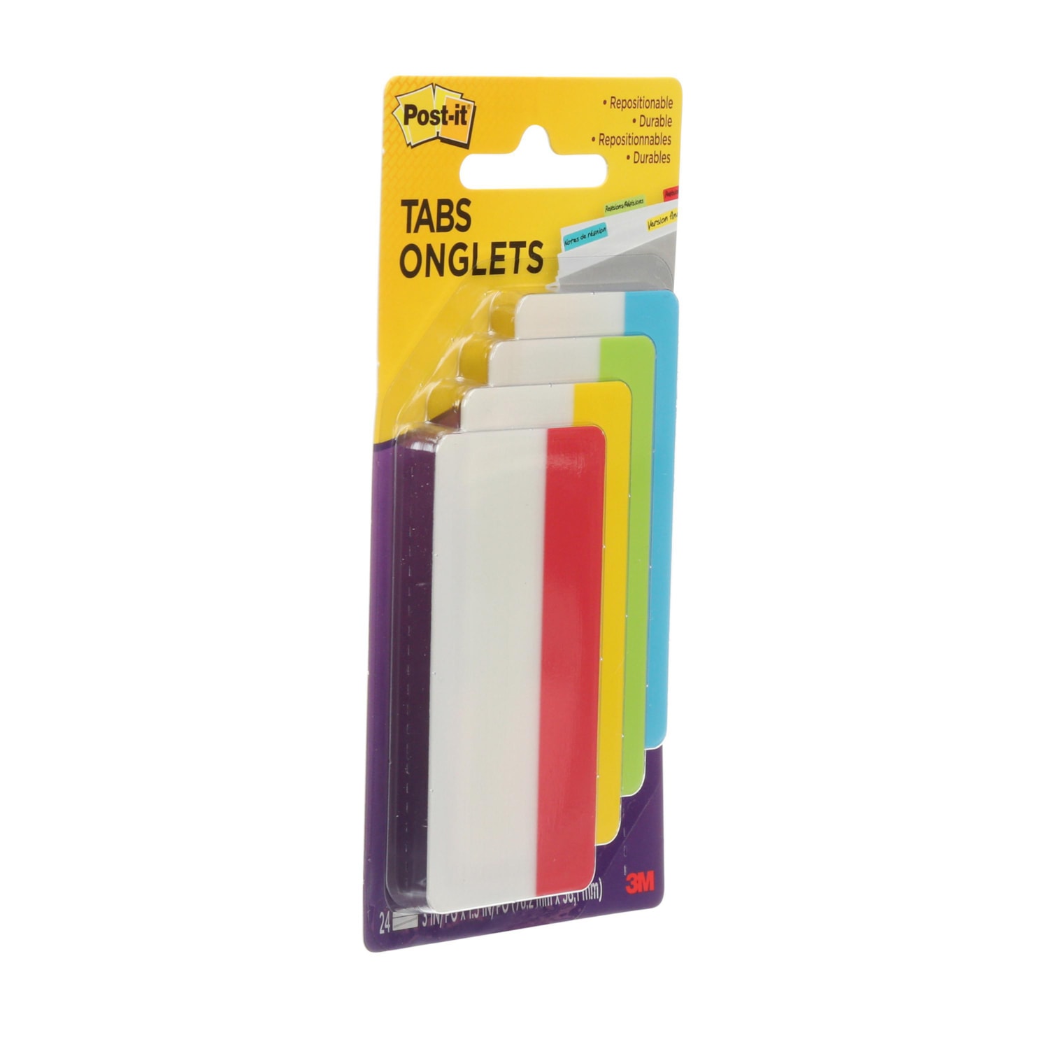 Onglets de classement durables Post-it, couleurs primaires assorties, 2 ...