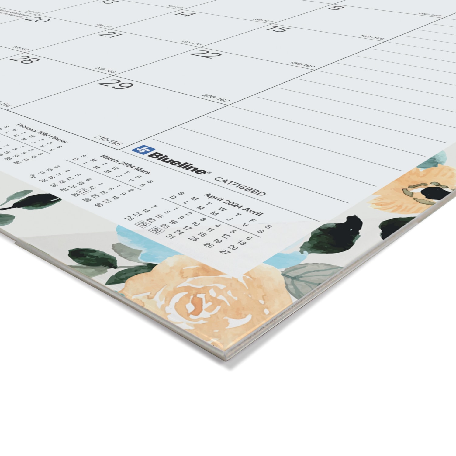 Blueline 18-Month Monthly Desk Pad Calendar, Blossom, 22'' x 17'', July ...