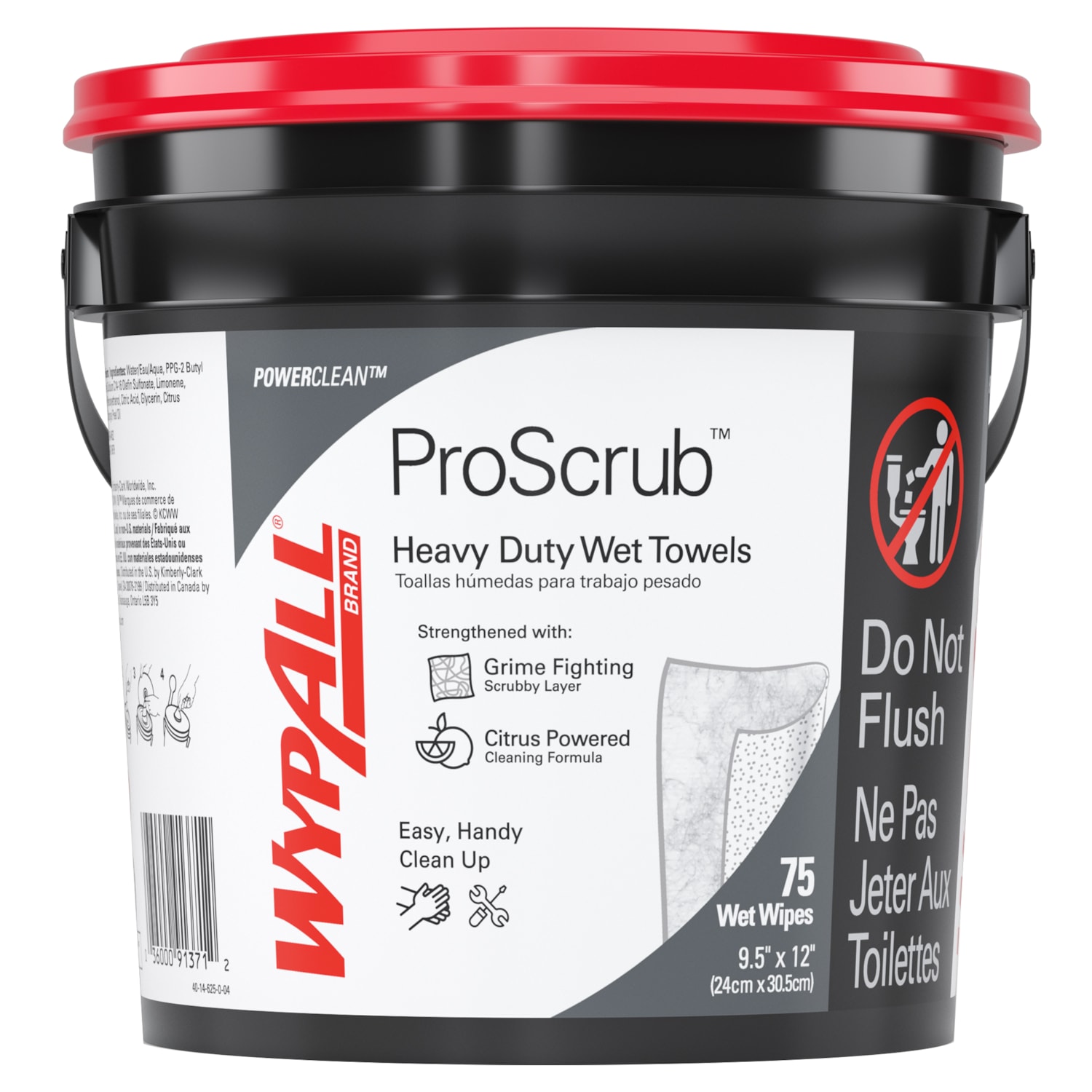 WypAll® PowerClean ProScrub Heavy Duty Wet Towels (91371), Dual Action ...