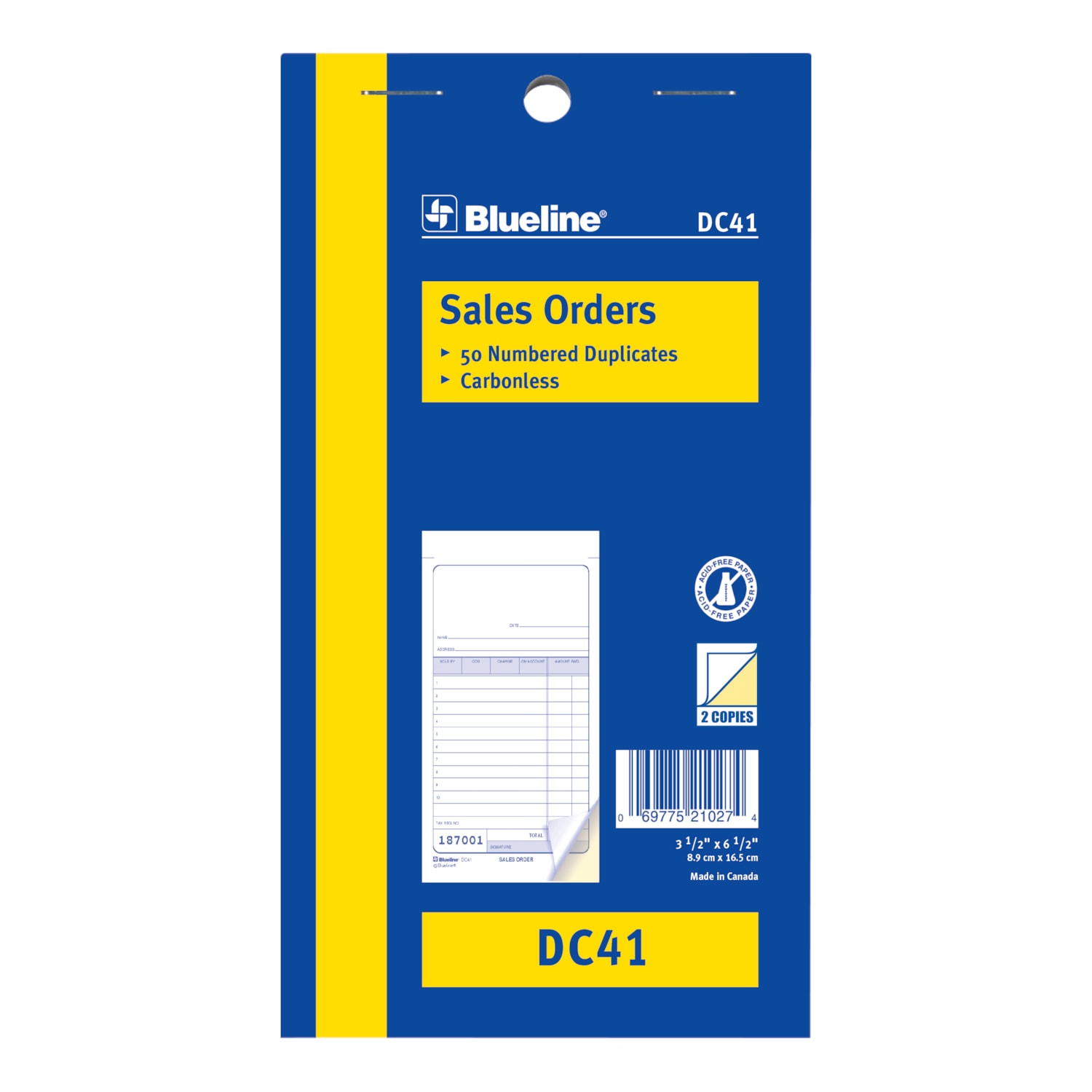 Blueline Sales Orders Book, 50 duplicates, Carbonless Numbered Forms, 3 ...