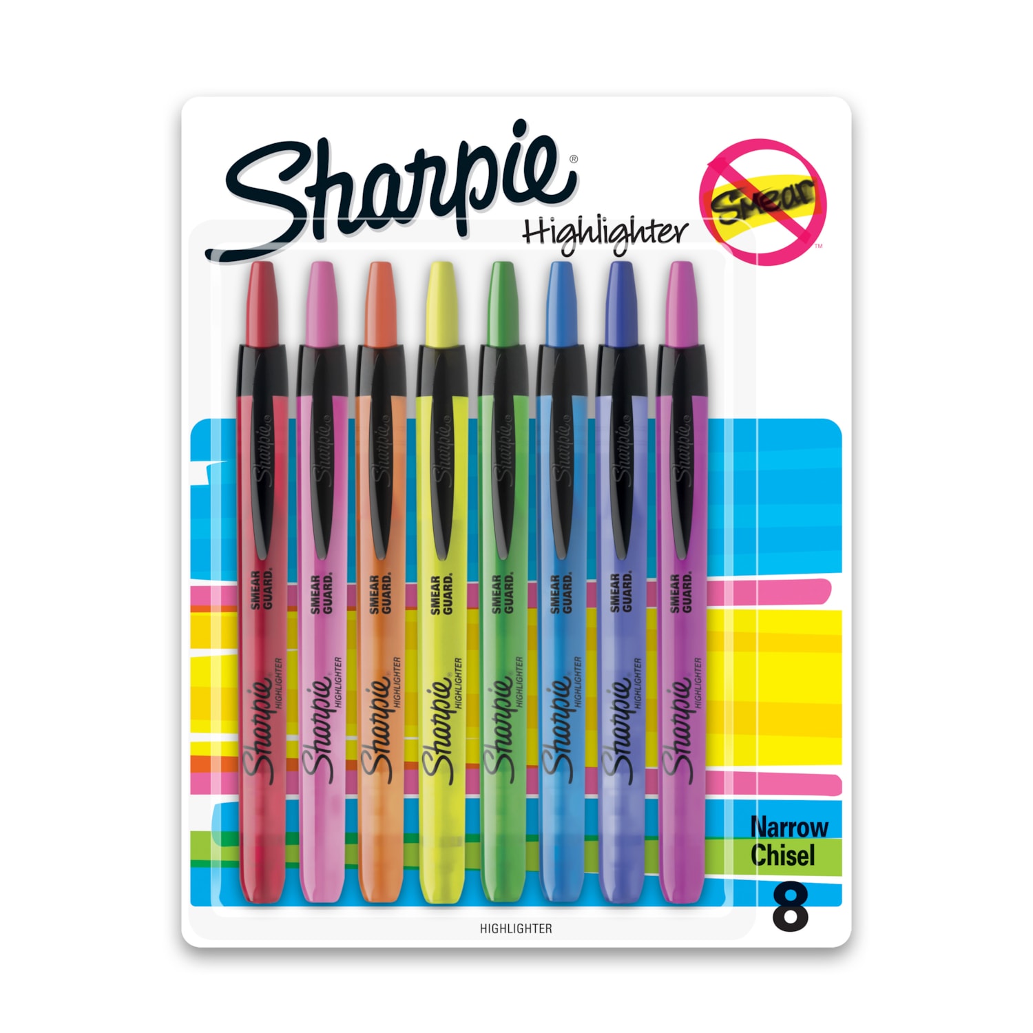 Sharpie Retractable Accent Highlighters, Assorted, Chisel tip, 8/PK ...