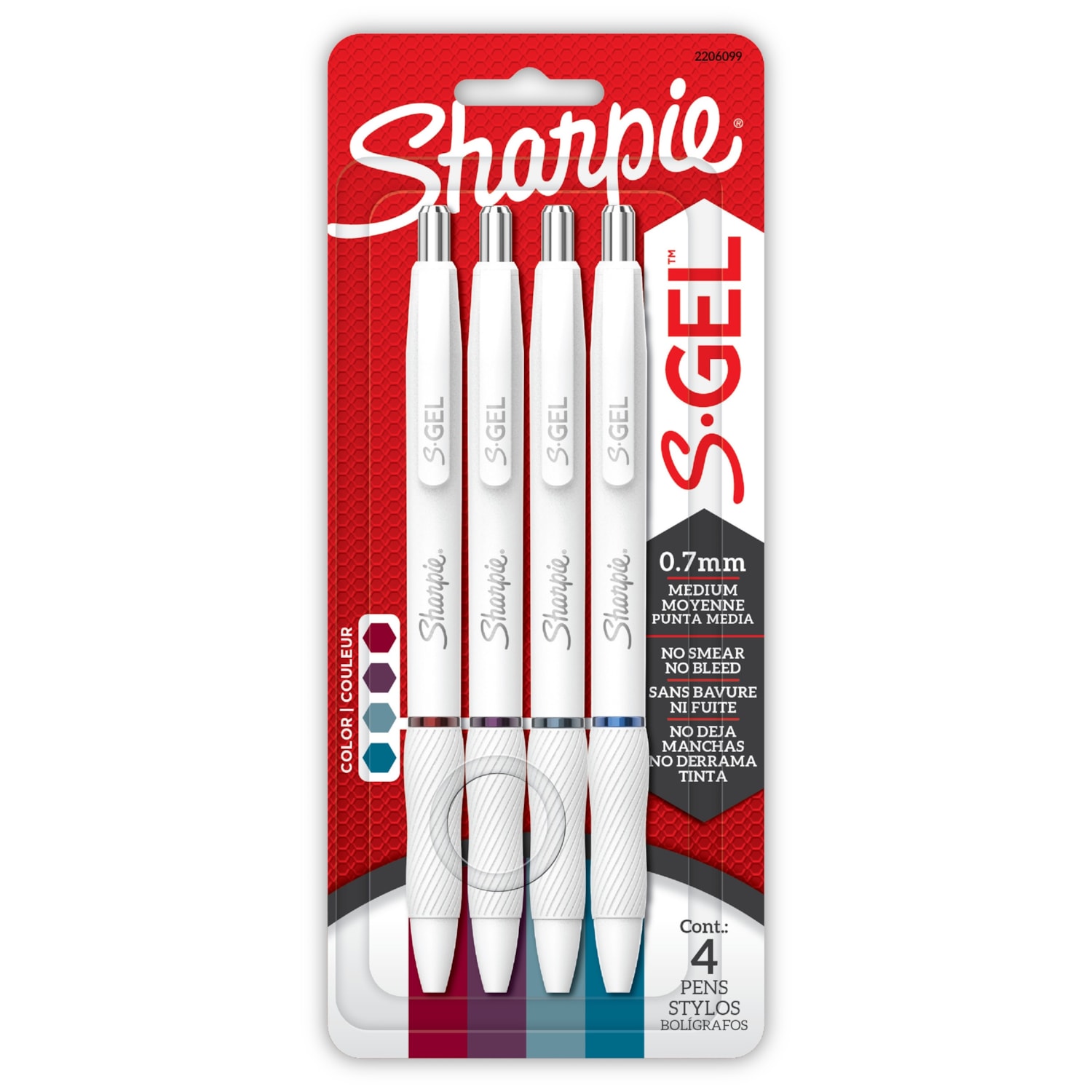 Sharpie S-Gel Retractable Pens, Assorted, Medium 0.7 mm, Pack of 4 ...