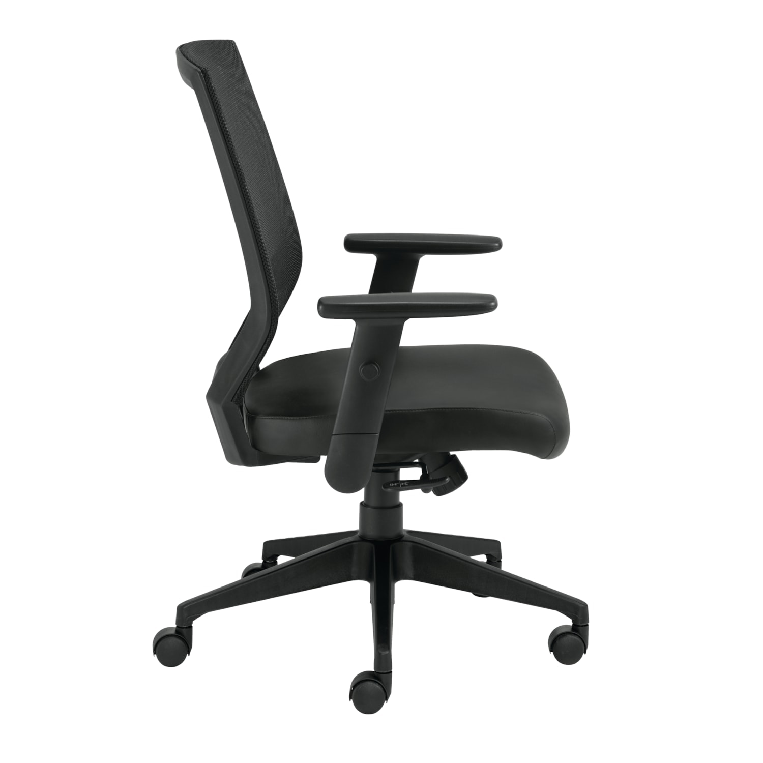 Offices to Go Kaysee Mid-Back Multi-Tilter Chair, Black Luxhide Bonded ...