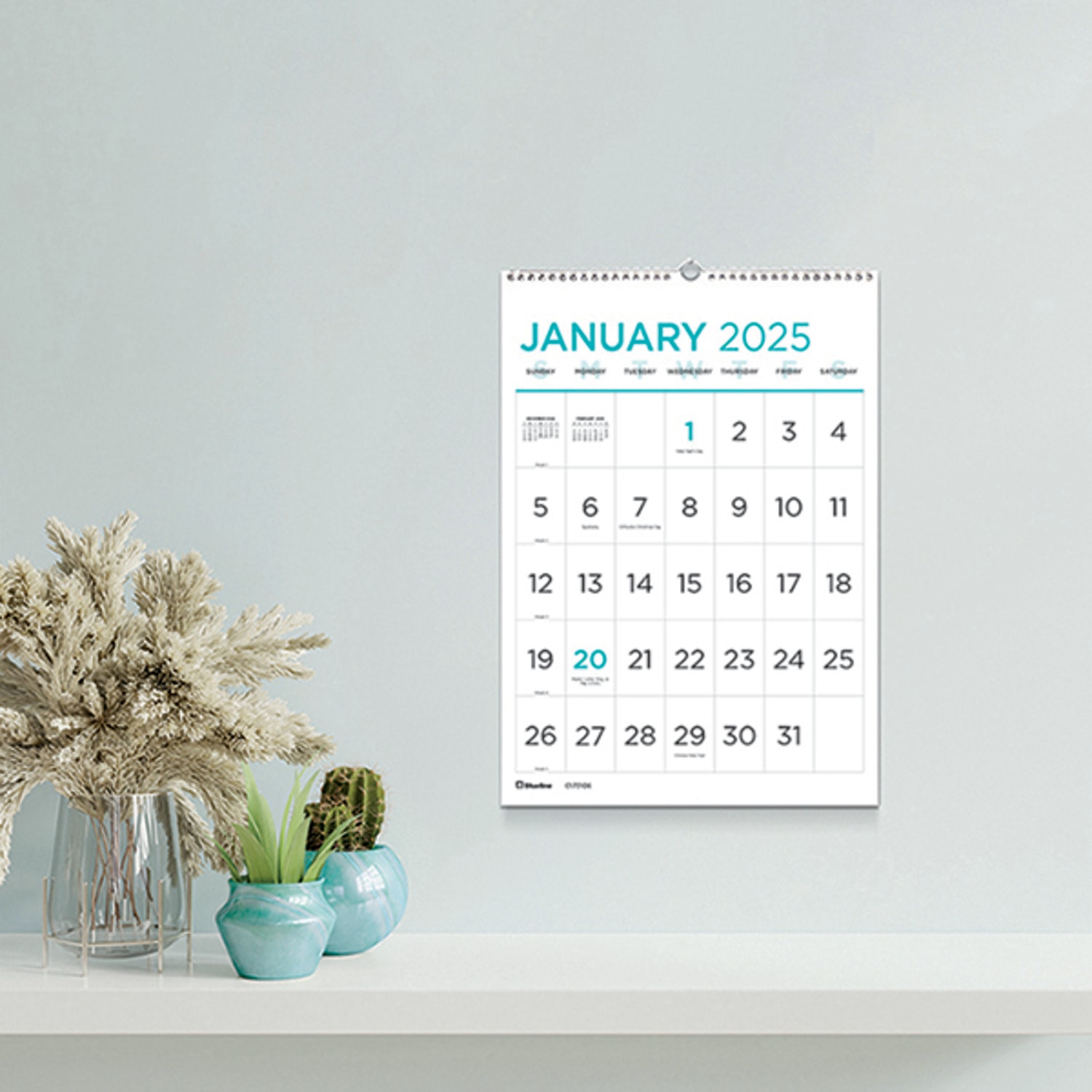 Blueline 12-Month Large Print Monthly Wall Calendar, January-December ...