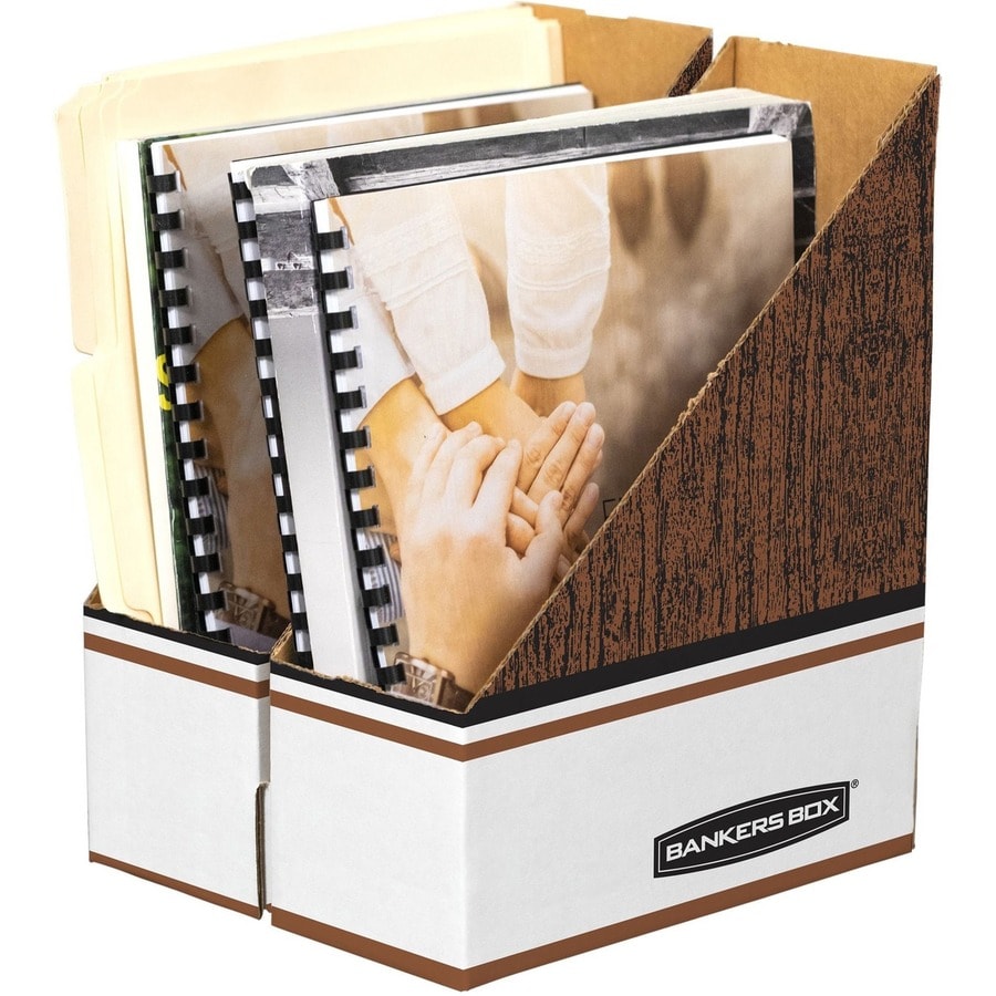 Bankers Box Oversized Magazine File Storage Box - Wood Grain, White ...