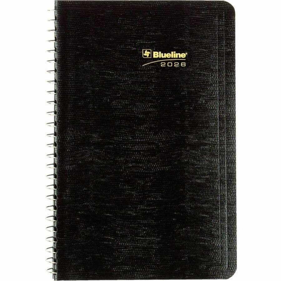 Blueline Daily Planner 8"x 5" Spiral Bind, English, Black - Julian ...