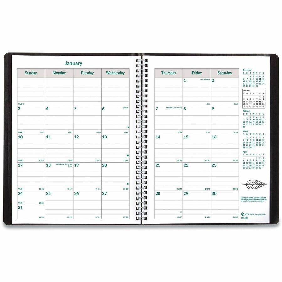 Blueline EcoLogix 14-Month Monthly Planner, 11" x 8-1/2" , English ...