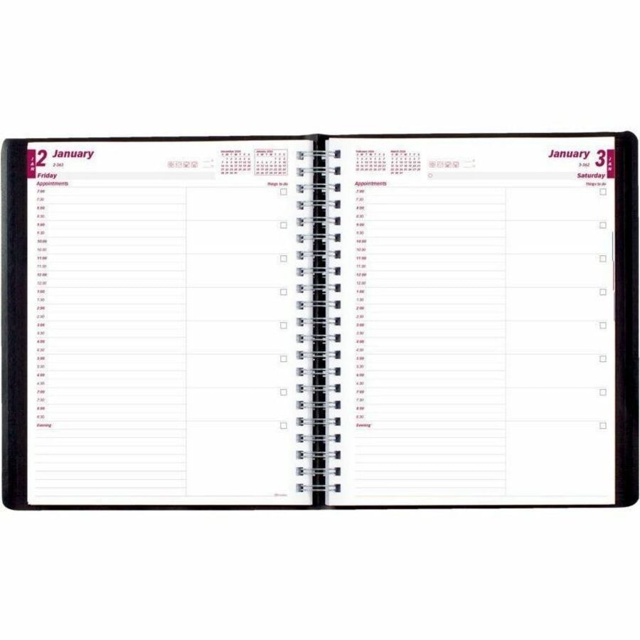 Blueline Essential Daily Planner. 11" x 8-1/2" , English, Black - Daily ...