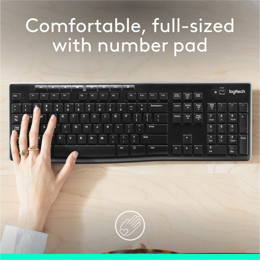 Logitech K270 Keyboard - Wireless Connectivity - RF - 33 ft (10058.40 ...