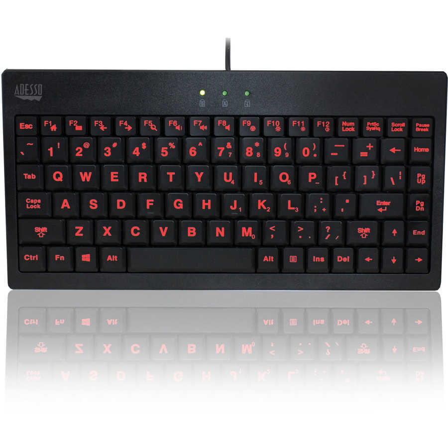 Adesso 3-Color Illuminated Mini Keyboard - Cable Connectivity - USB ...