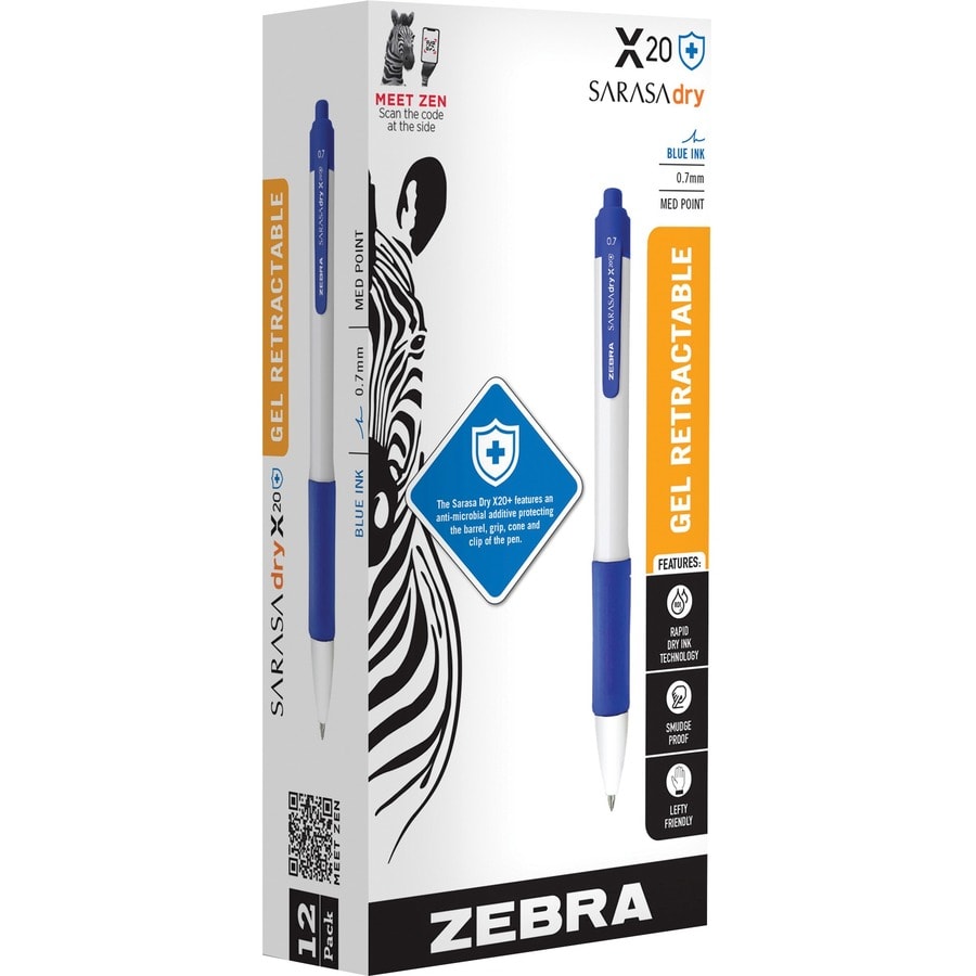Zebra SARASA dry X20+ Gel Retractable RDI - 0.7 mm (0.03") Medium ...