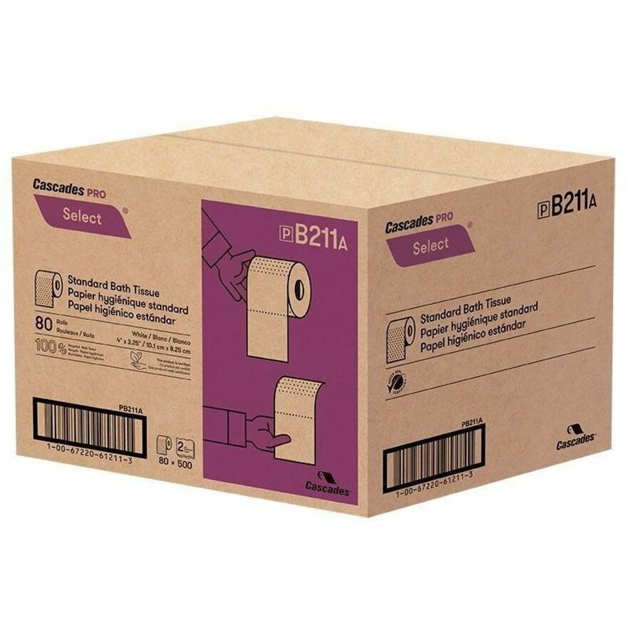 Cascades PRO Standard Bath Tissue - 2 Ply - 500 Sheets/Roll - White ...