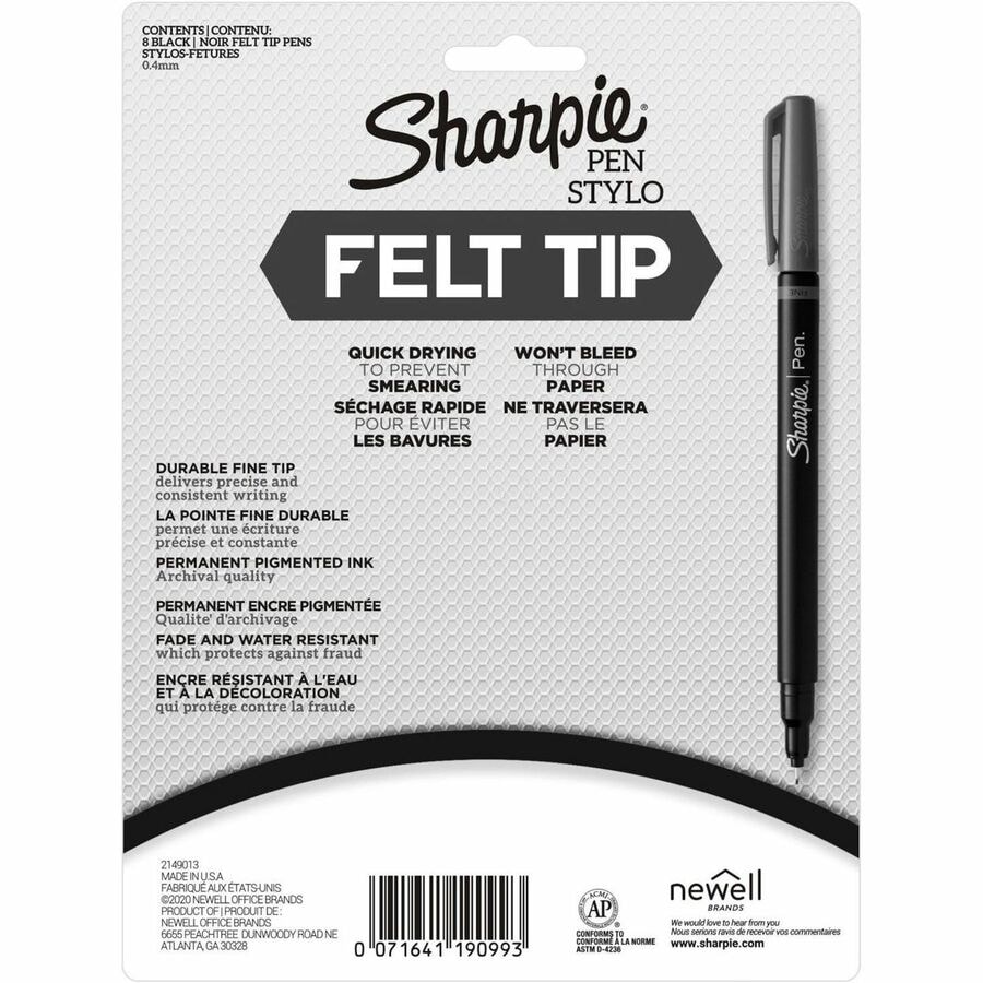 Sharpie Pen - 0.4 mm (0.02") Fine Pen Point - Black Ink - Black Barrel ...