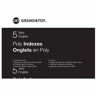 Grand & Toy Index Divider - 5 Blank Tab - 5 Tab/Set - Letter - 8.50 ...