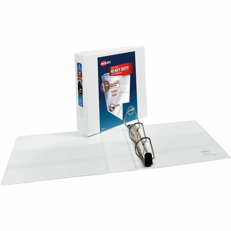 Avery® Heavy Duty View Binder 3" , One Touch™ Locking D Rings, White ...