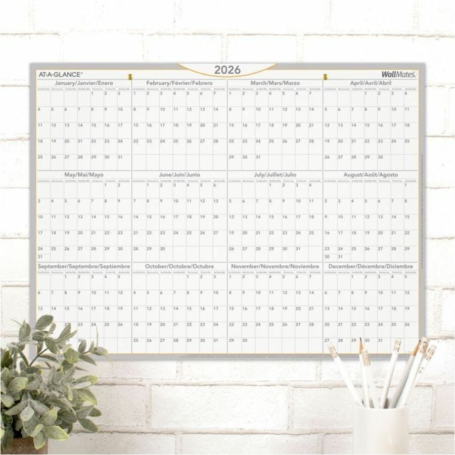 AT-A-GLANCE® WallMates™ Self-Adhesive Dry Erase Yearly Calendar 18" x ...