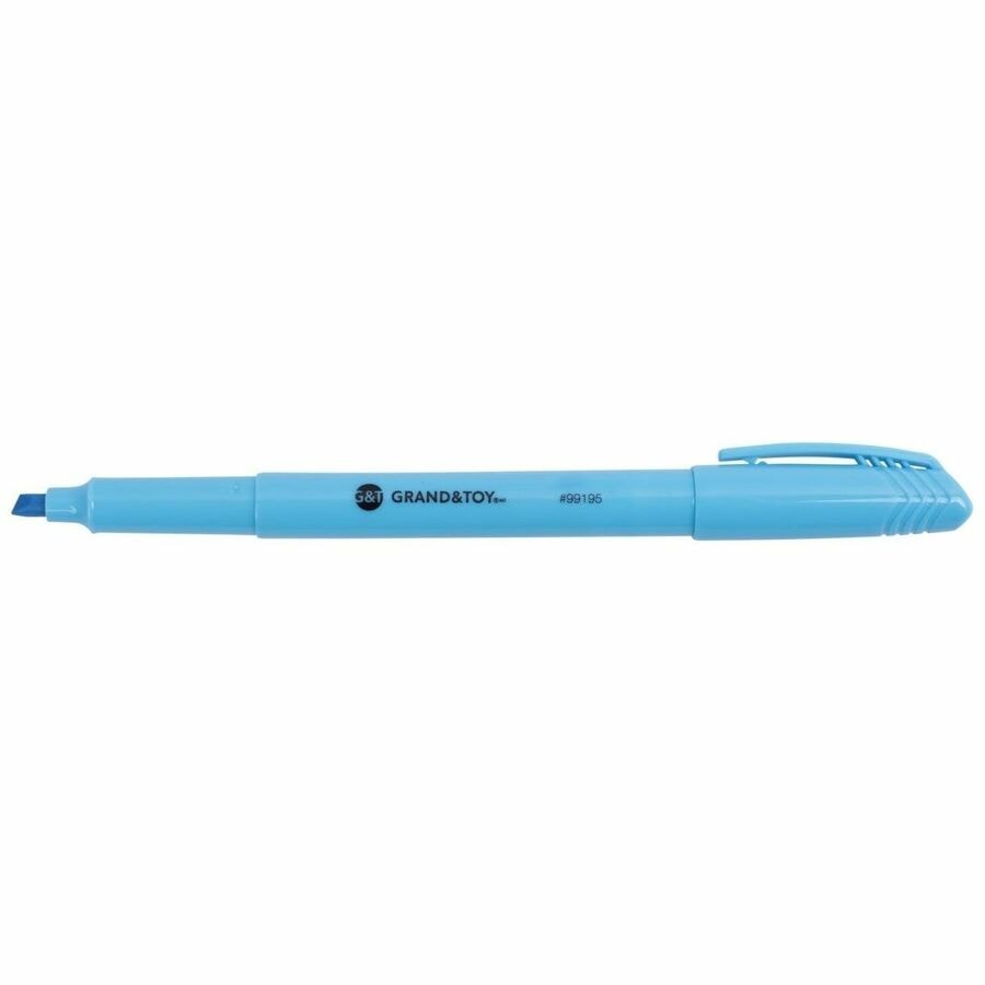 Grand & Toy Pen-Style Fluorescent Highlighters, Fluorescent Blue ...