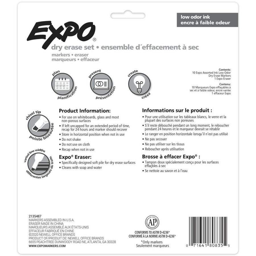Expo Dry Erase Marker - Chisel Marker Point - Assorted Ink - 10 | Grand ...