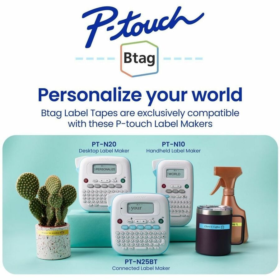 Brother P-touch BTAG-335 White on Black Label Tape - 15/32" (12 mm) Width x 13 1/8 ft (4 m ...