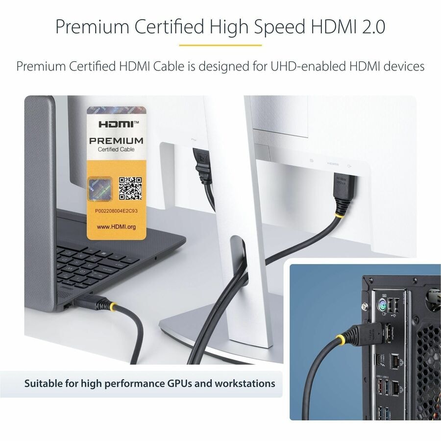 StarTech.com 12ft (3.6m) Premium Certified High Speed HDMI Cable, 4K ...