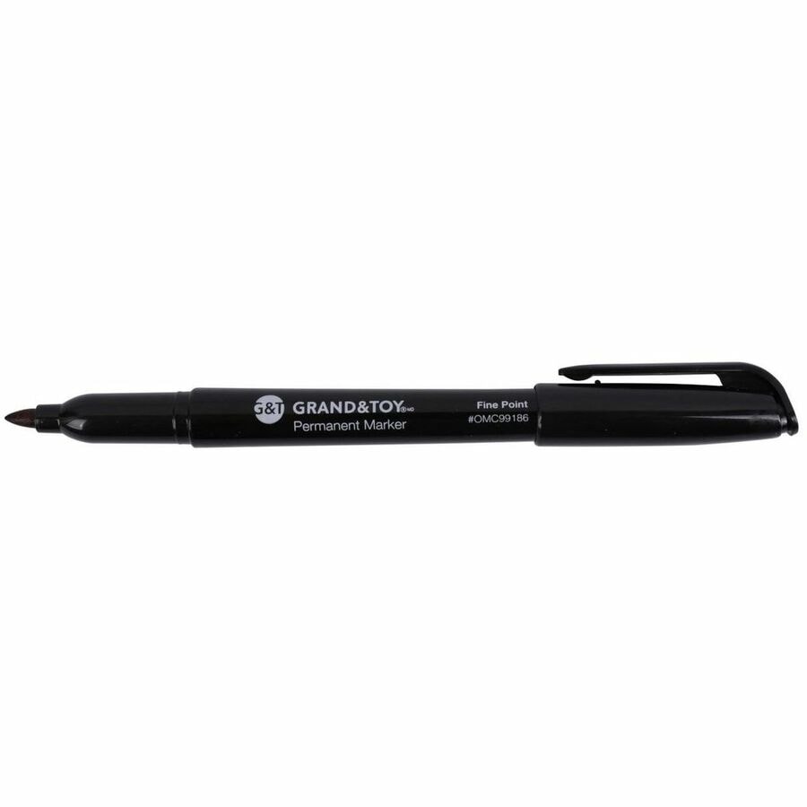 Grand & Toy Permanent Markers, Black, Fine Tip Fine Marker Point ...