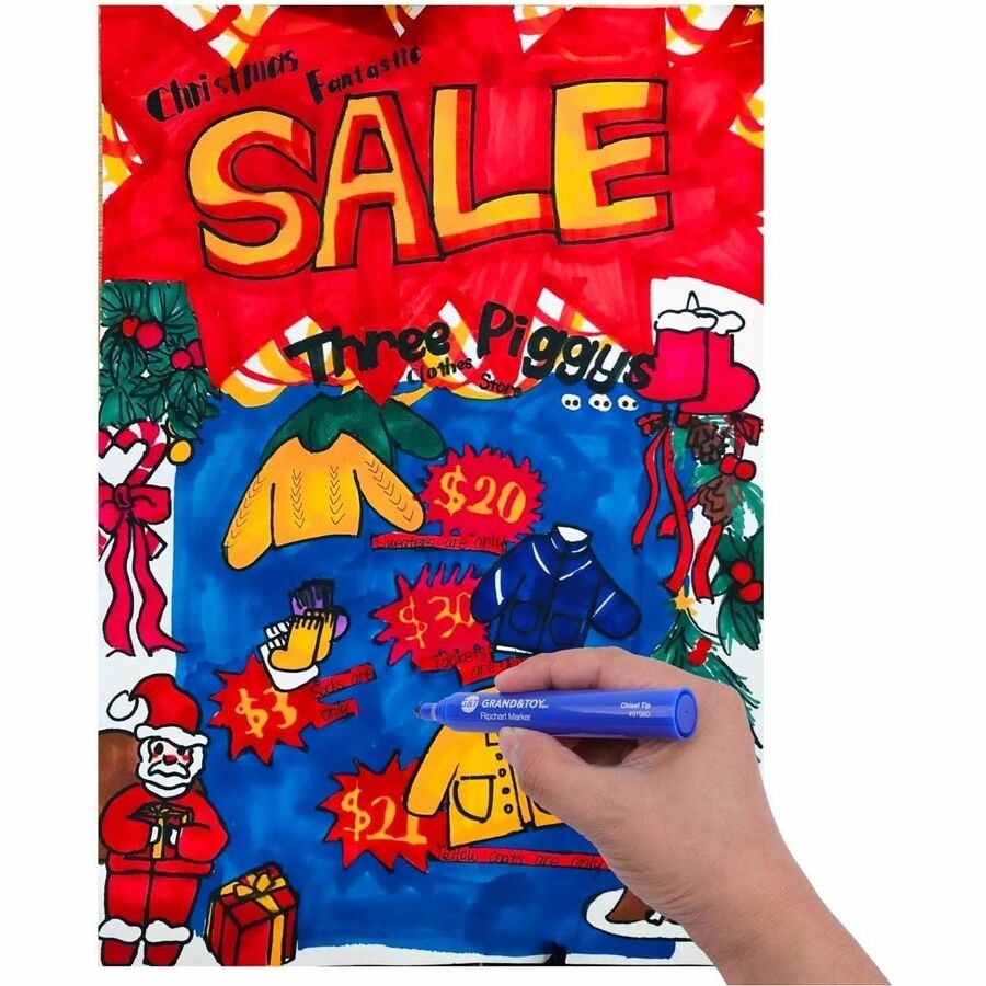 Grand & Toy - Chisel Pen Point - Chisel Marker Point - Blue, Red, Black ...