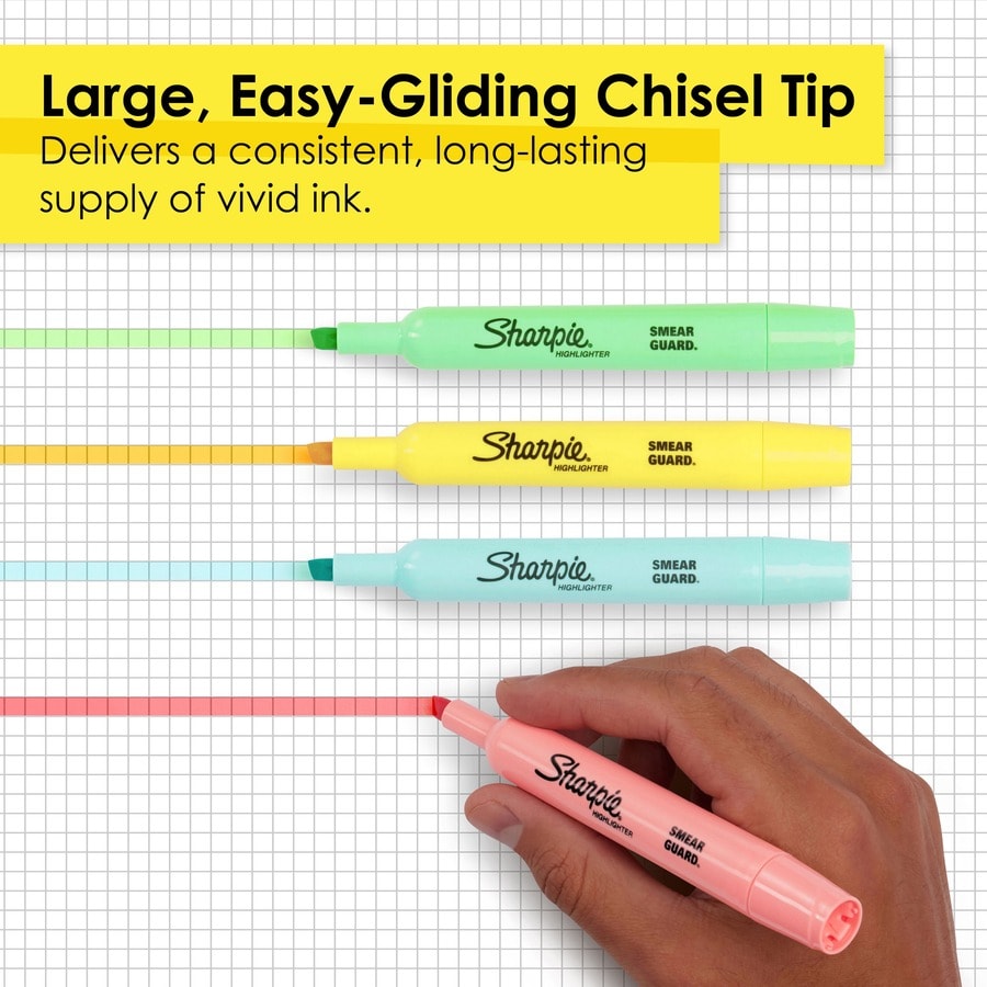 Sharpie SmearGuard Tank Style Highlighters - Wide Chisel, Narrow Narrow ...