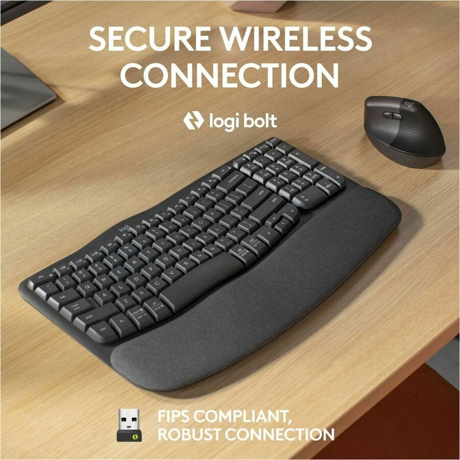 Logitech Wave Keys For Business Ergonomic Keyboard Wireless Connectivity Bluetooth 5 1