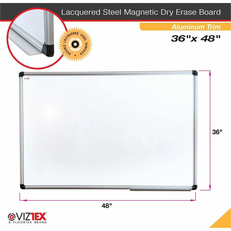 Viztex® Lacquered Steel Magnetic Dry Erase Board with an Aluminium ...